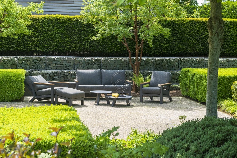 Capitol Lounge Set with Teak Arms - Blue Diamond